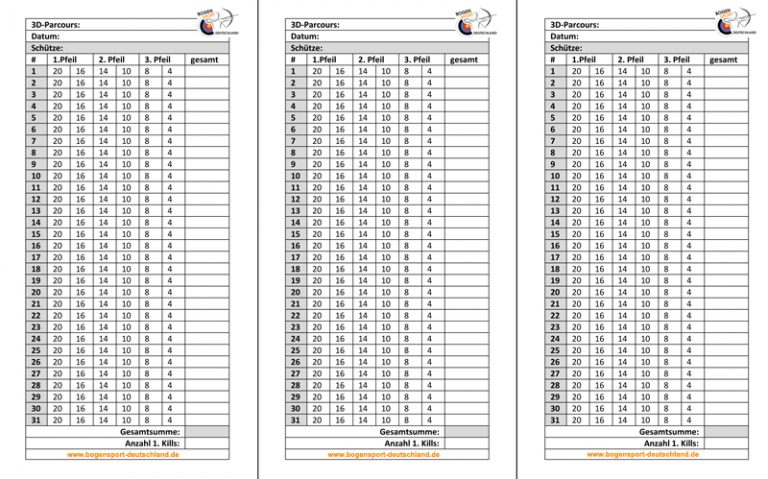 3D-Parcours-Schießzettel zum kostenlosen Download | Bogensport ...